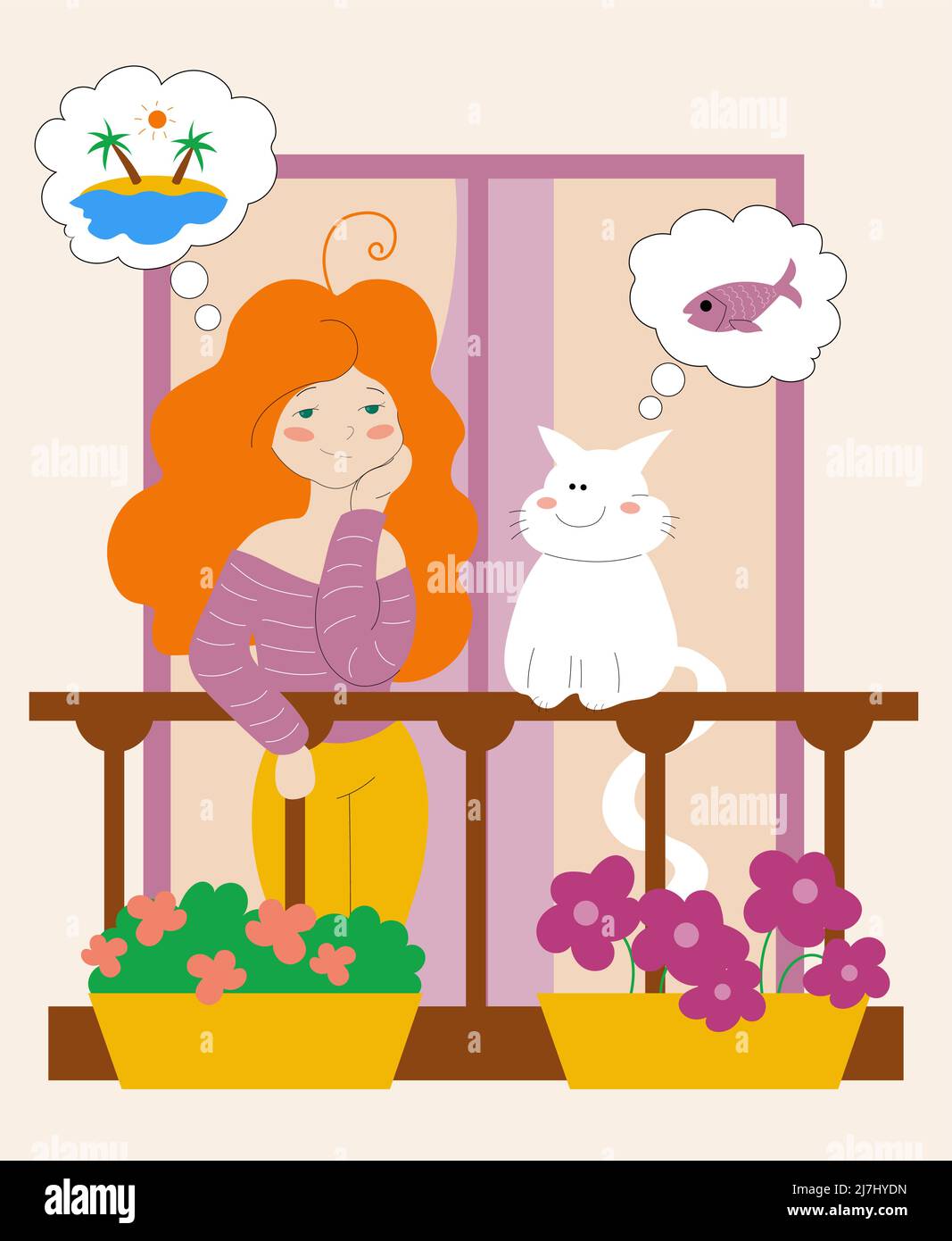 Dreaming about vacation Stock Vector Images - Alamy