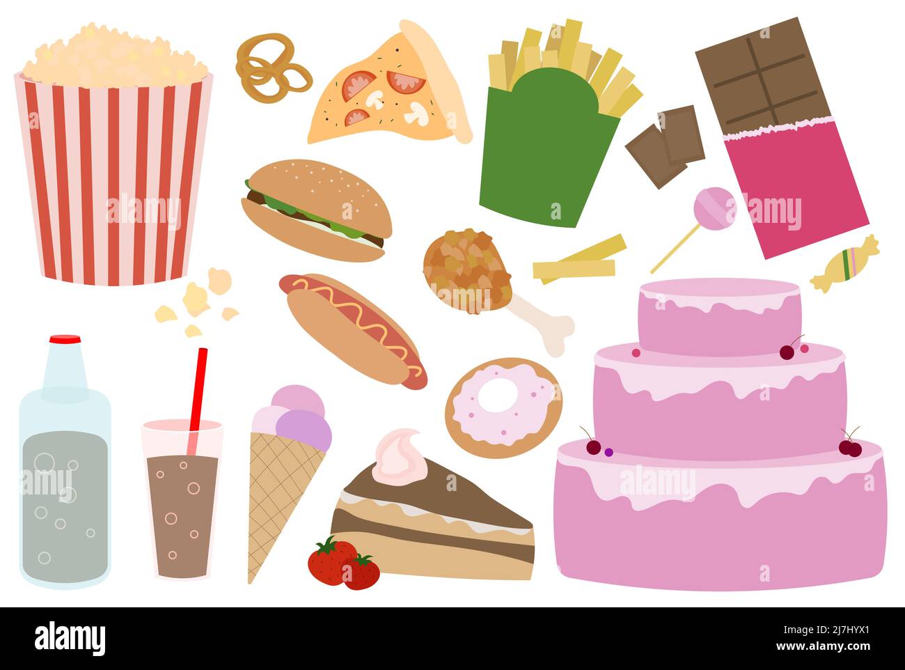 Set of junk food, fast food and sweets Stock Vector Image & Art - Alamy