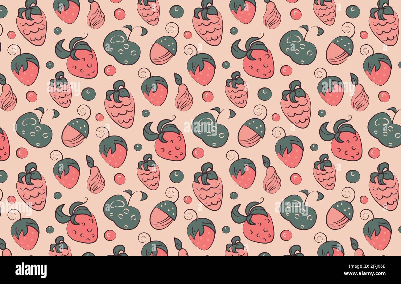 Cute pattern with different berries on background Stock Vector Image ...