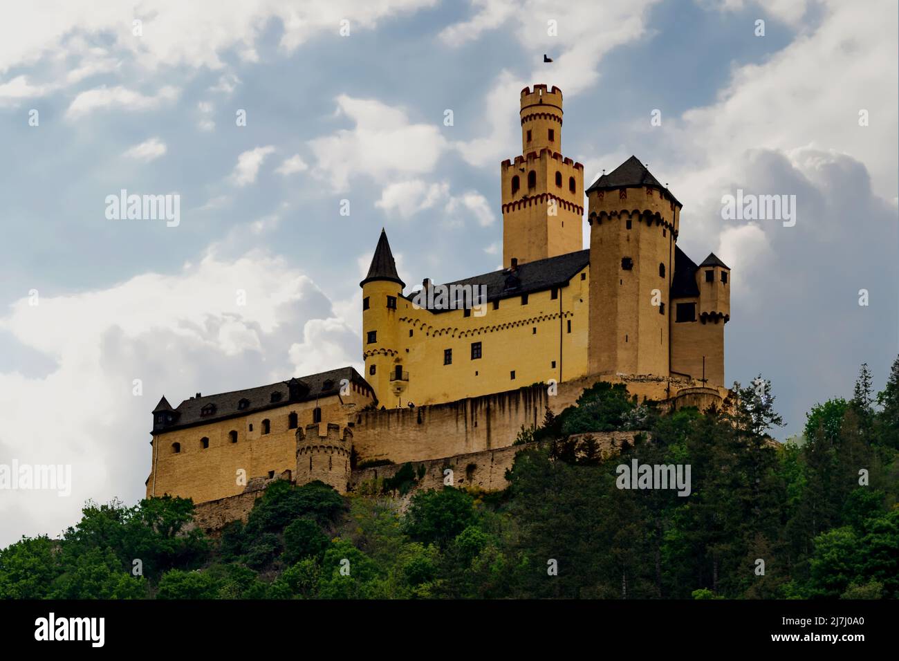 Marksburg Castle on the bank of the Rhine River in Koblenz, Germany ...