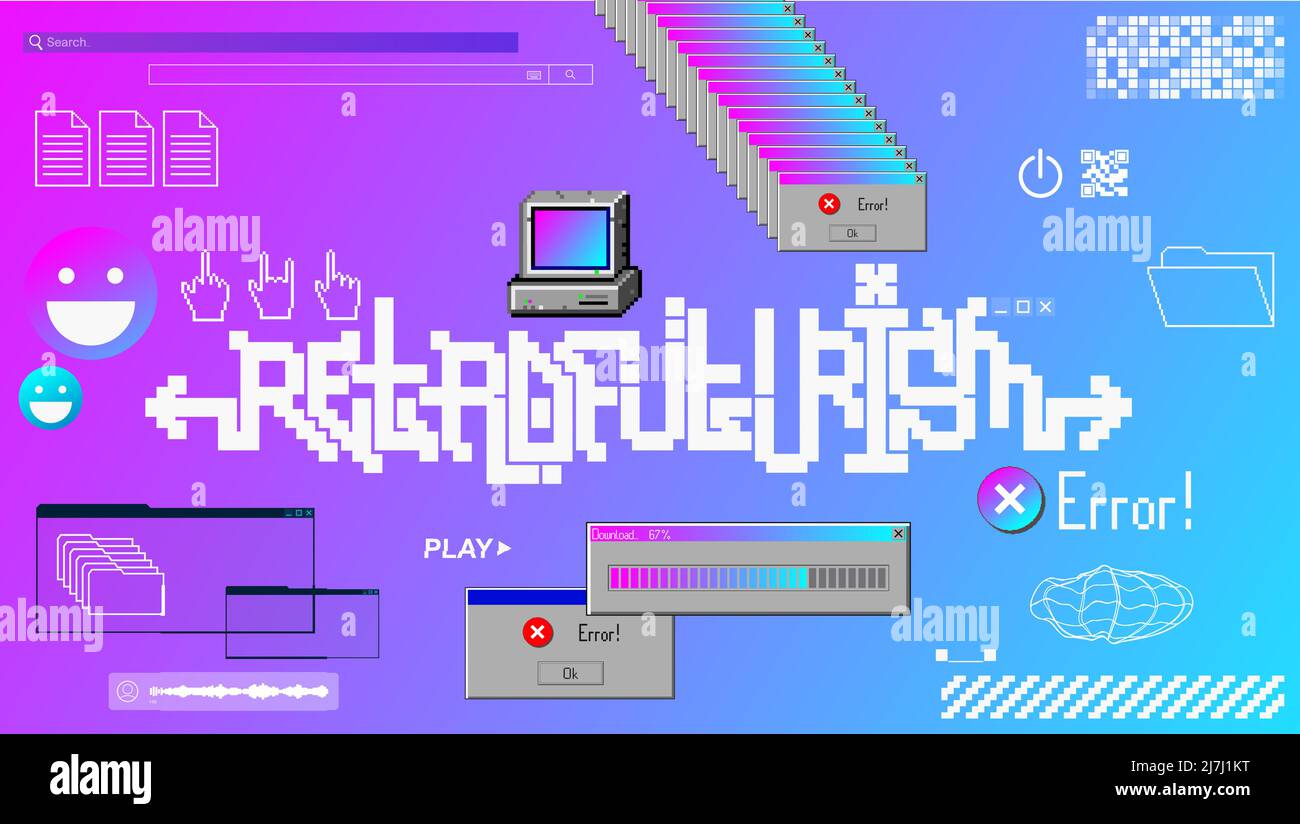 Old elements interface. Retro vaporwave desktop with user interface elements Stock Vector Image ...
