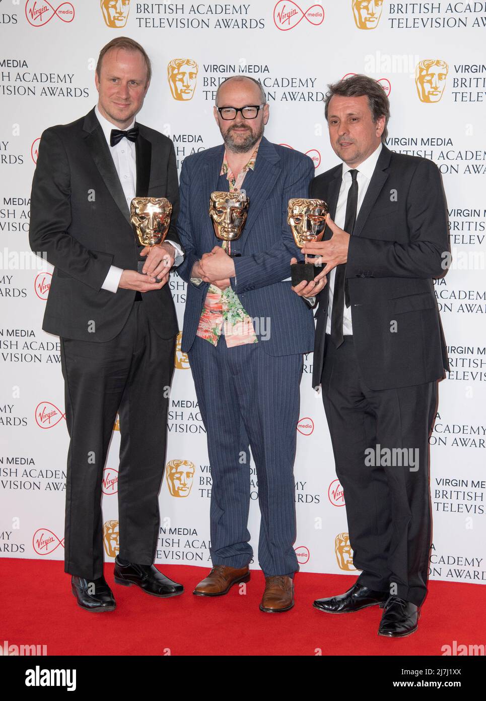 London, UK. (L-R) Director Justin Martin, Dennis Kelly and Guy Heeley ...