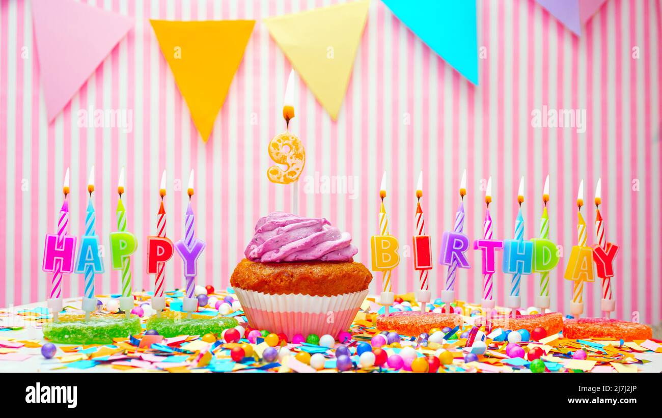 Happy birthday. On a pink background, a happy birthday greeting for a ...