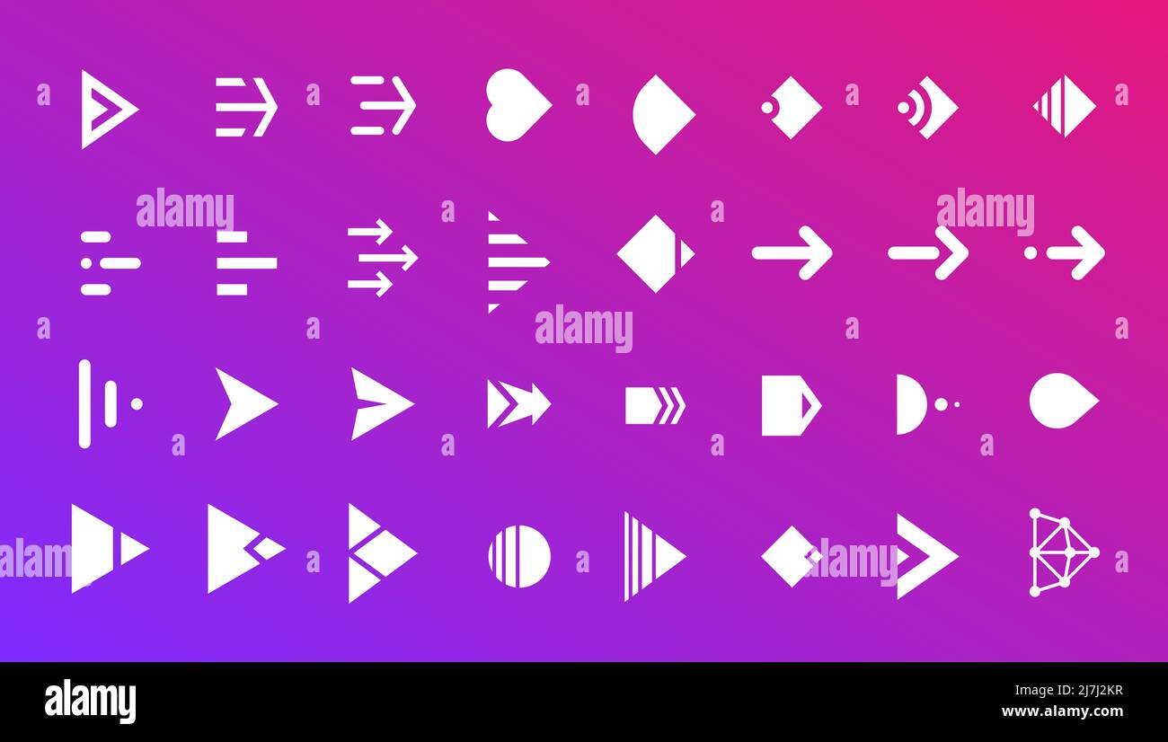 Swipe right button icon set. Application and social network scroll arrow pictogram for web ...