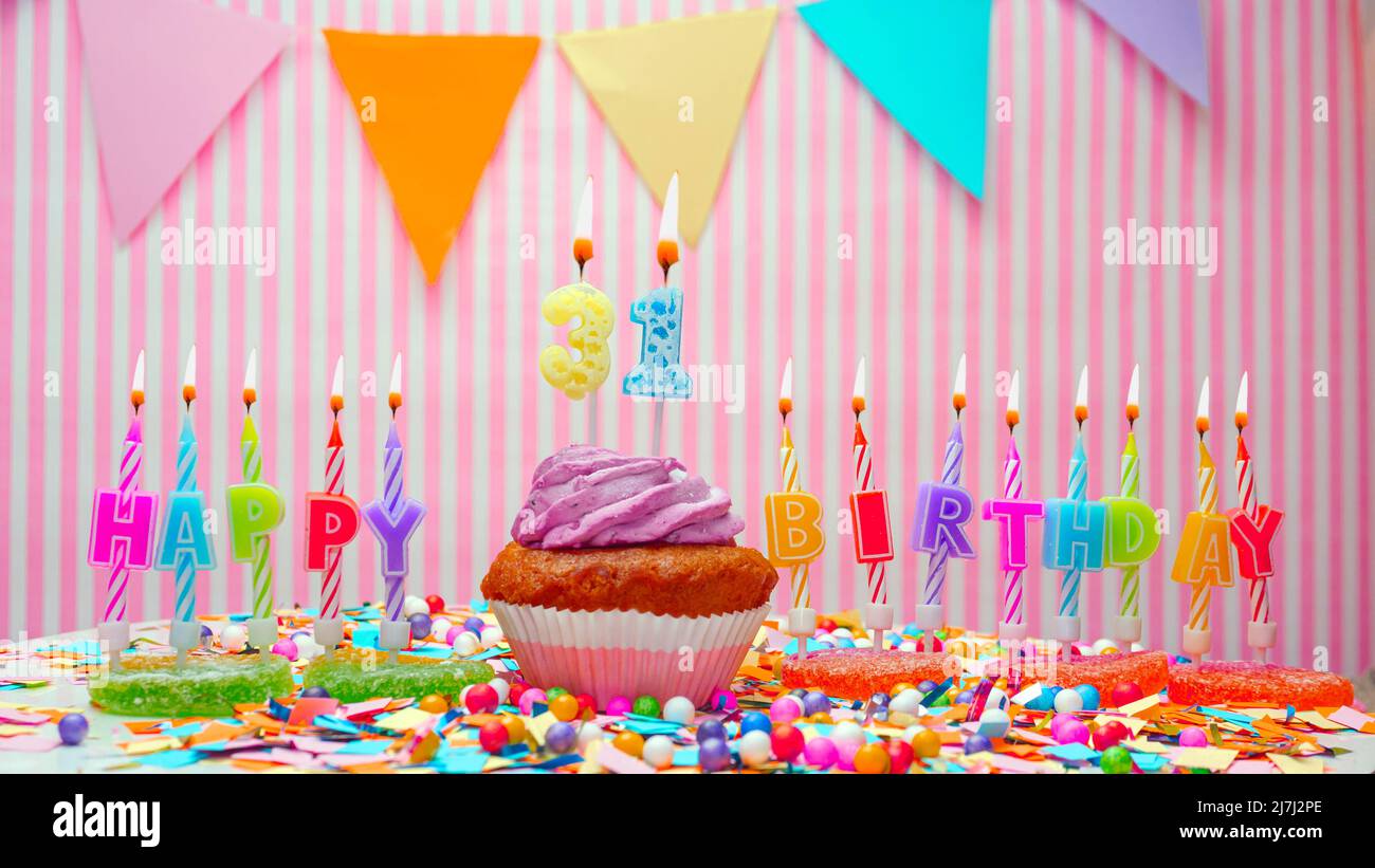 Happy birthday. On a pink background, a happy birthday greeting for a ...