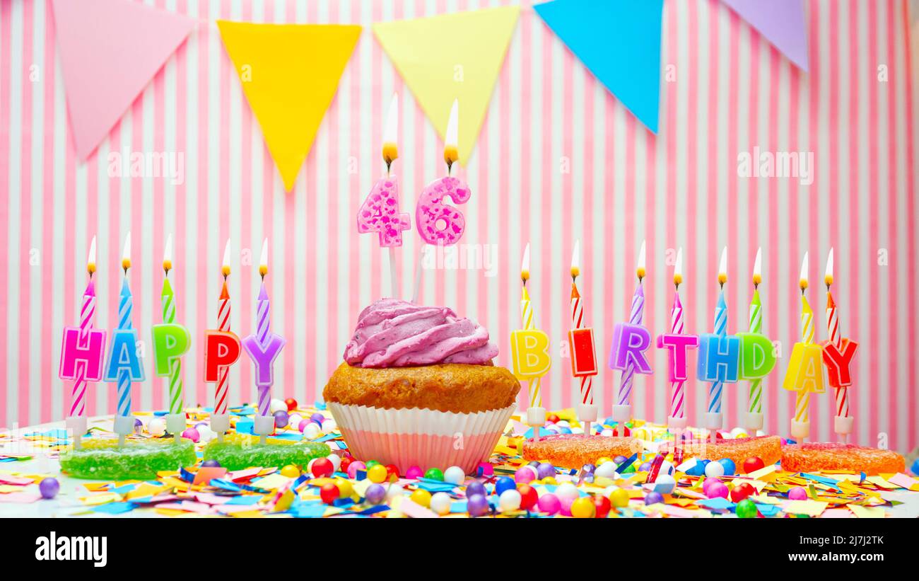 Happy birthday. On a pink background, a happy birthday greeting for a ...