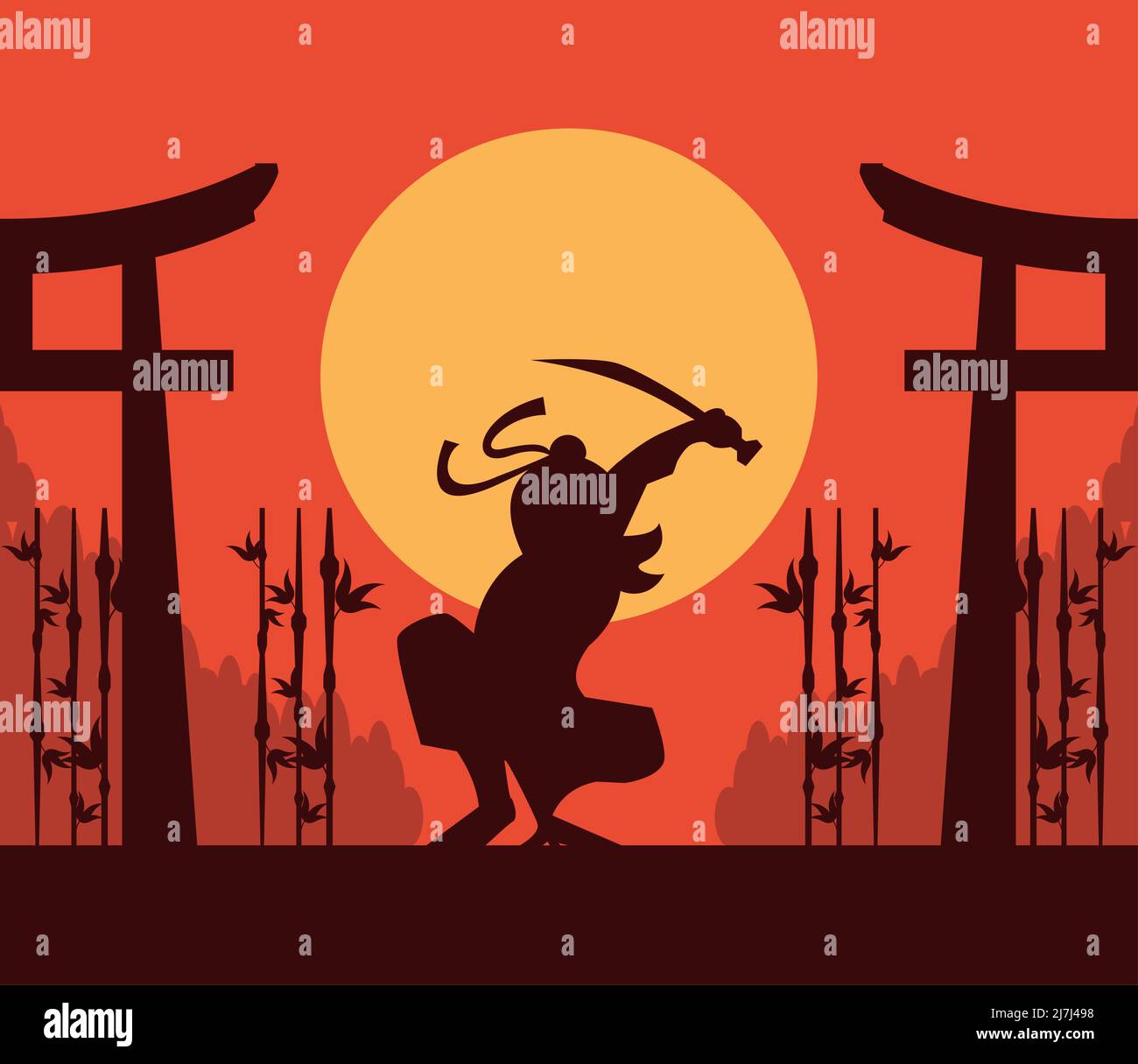 ninja warrior silhouette Stock Vector Image & Art - Alamy