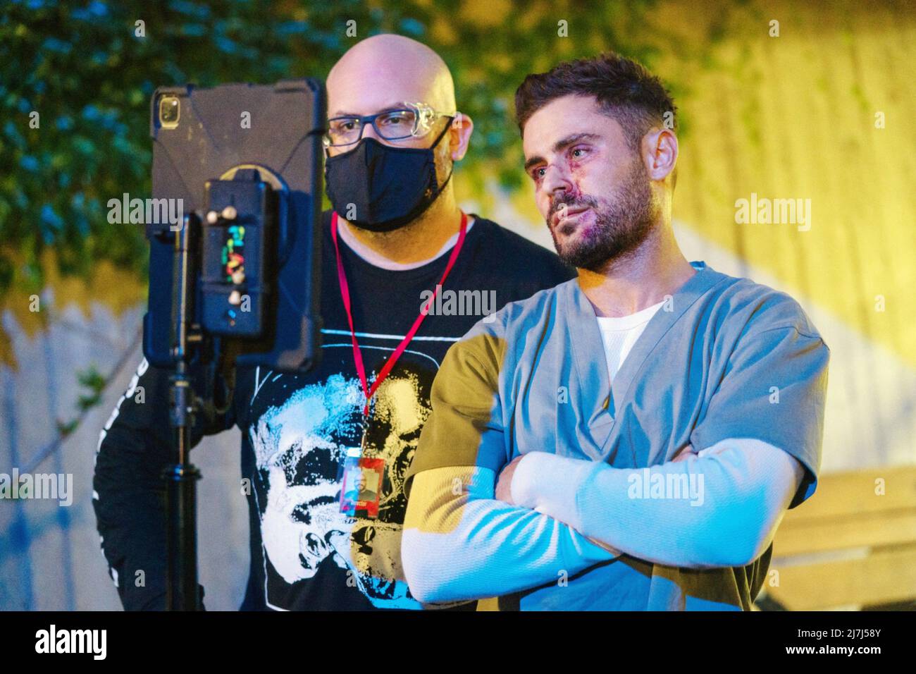 FIRESTARTER, from left: director Keith Thomas, Zac Efron, on set, 2022 ...