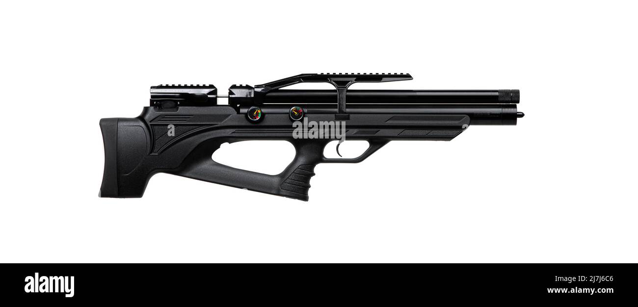 A modern air rifle with a futuristic design. Pneumatic weapons for ...