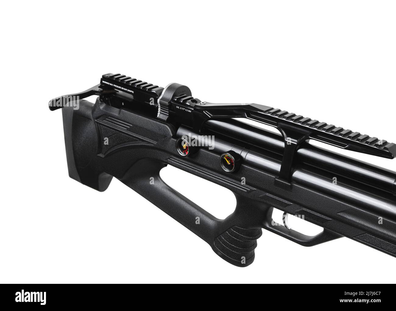 A modern air rifle with a futuristic design. Pneumatic weapons for ...