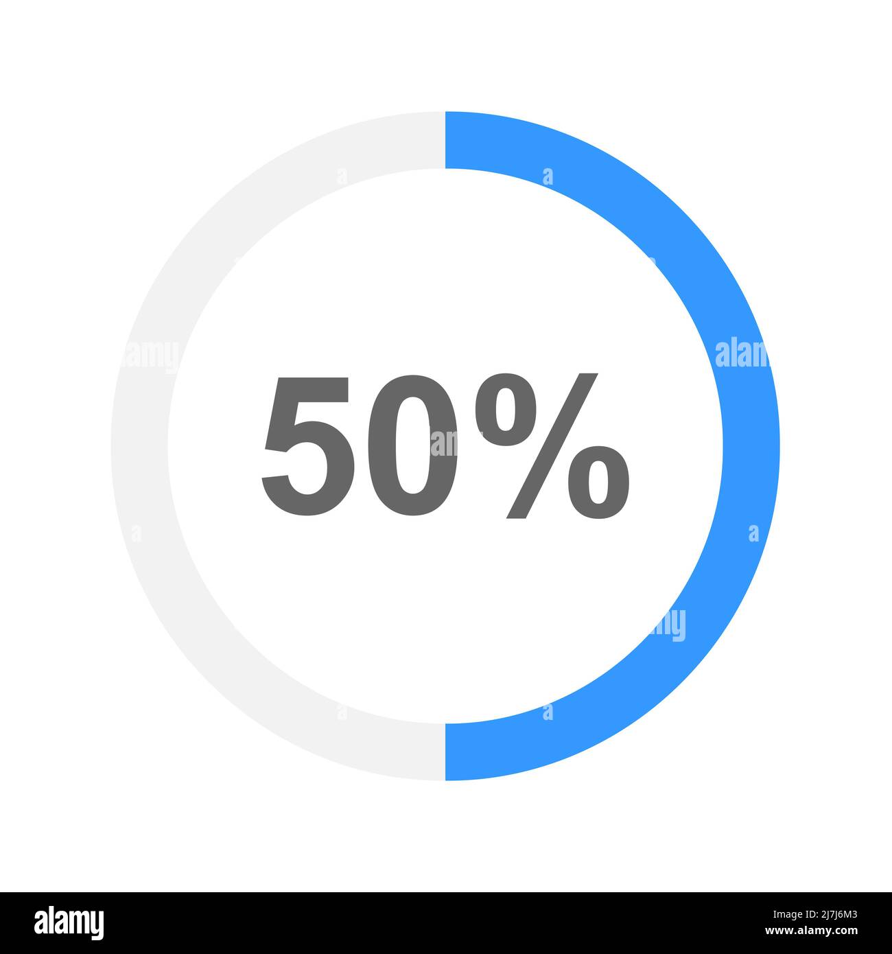 50 percent filled round loading bar or battery charging. Half part of ...
