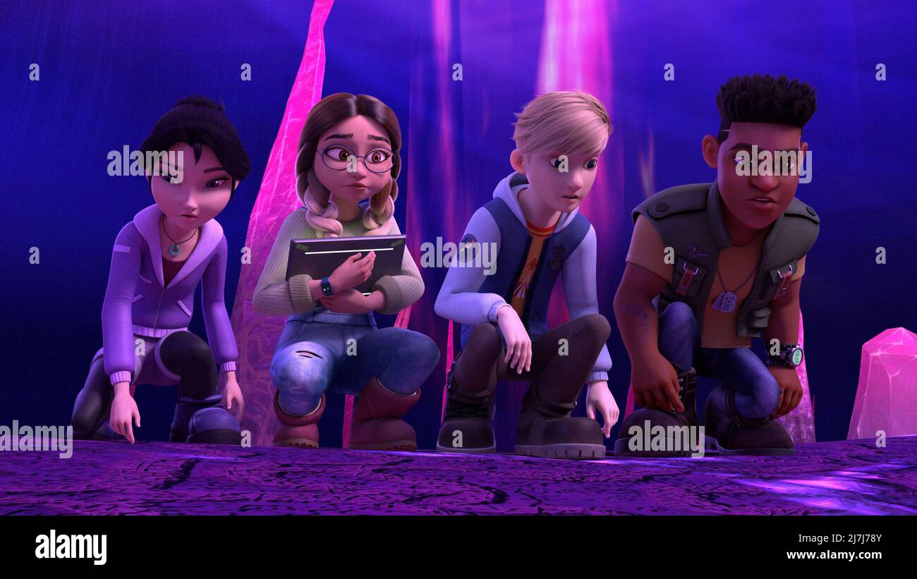 DRAGONS: THE NINE REALMS, from left: Jun Wong (voice: Ashley Liao), Alex Gonzalez (voice: Aimee ...