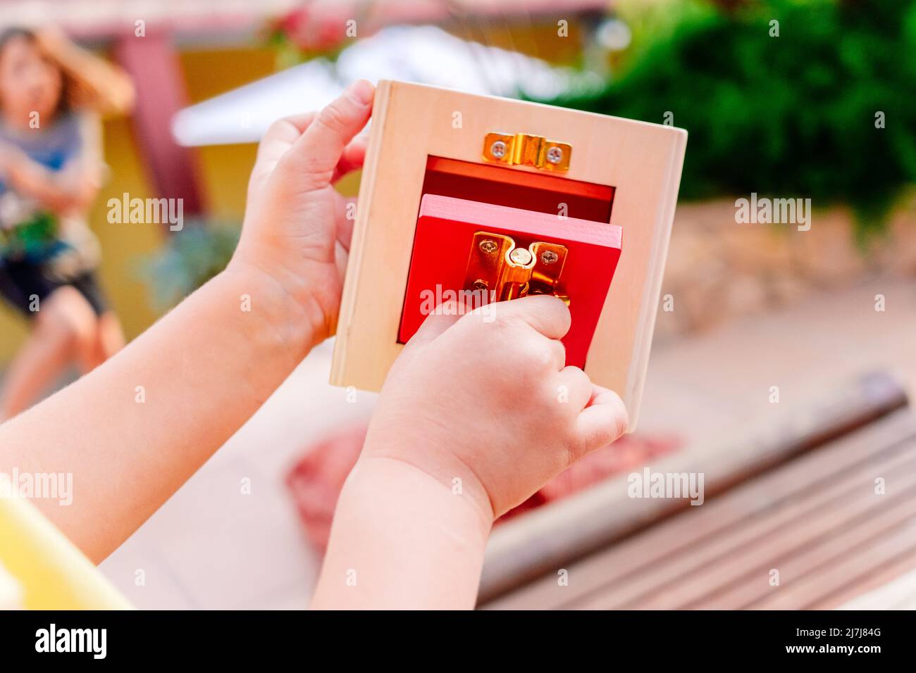 Wooden boxes with locks, educational montessori material to manipulate ...