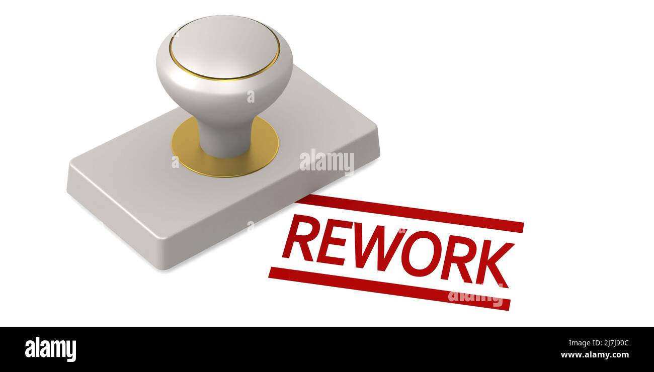 Rubber stamp with rework word, 3d rendering Stock Photo - Alamy