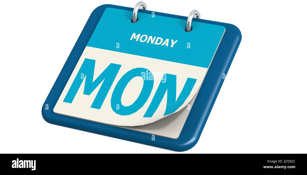 Calendar isolated with Monday word, 3d rendering Stock Photo - Alamy