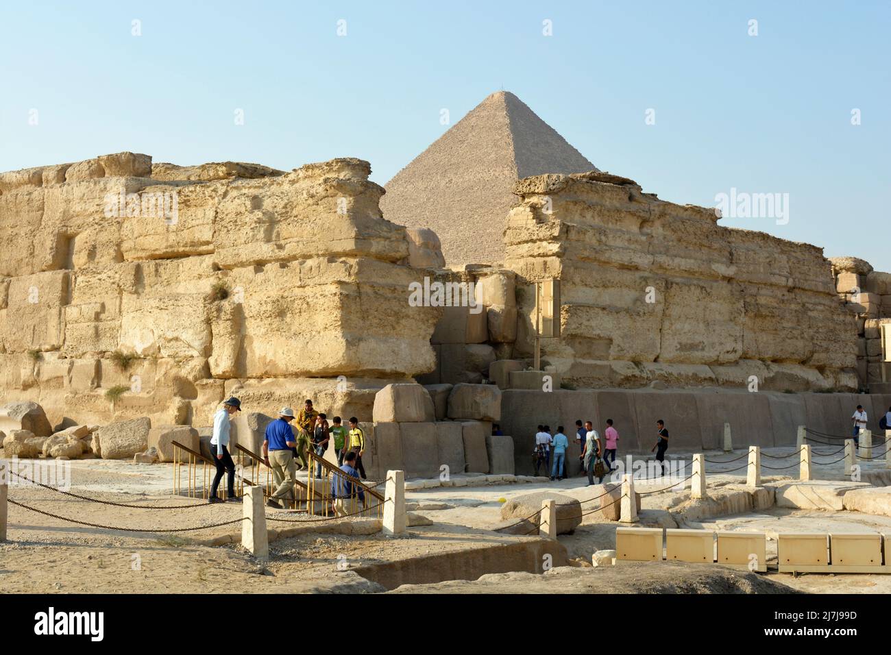 Giza, Egypt, November 17 2018: tourists at the location of the pyramids ...