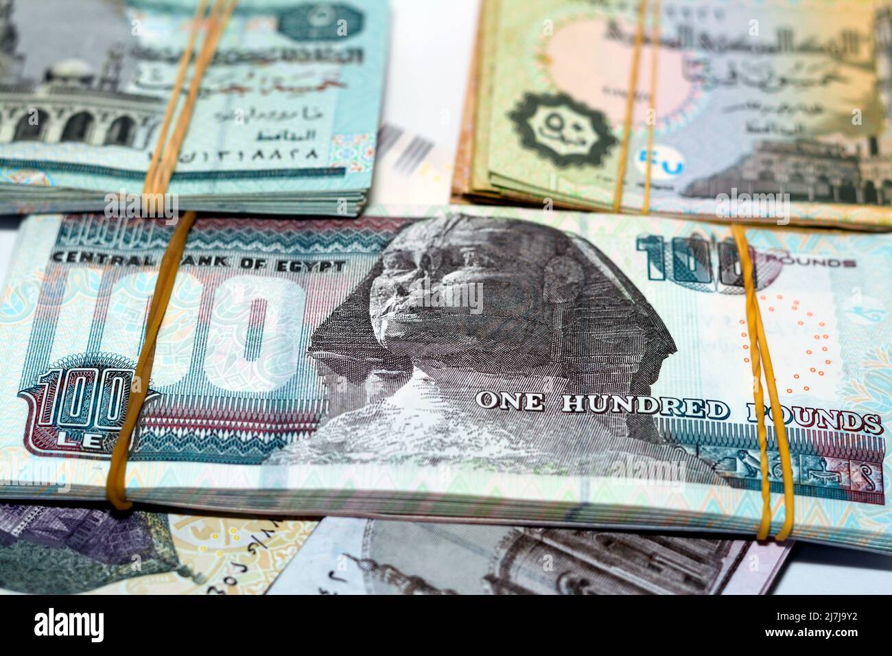 Stack of Egypt money pounds banknotes isolated on white background ...