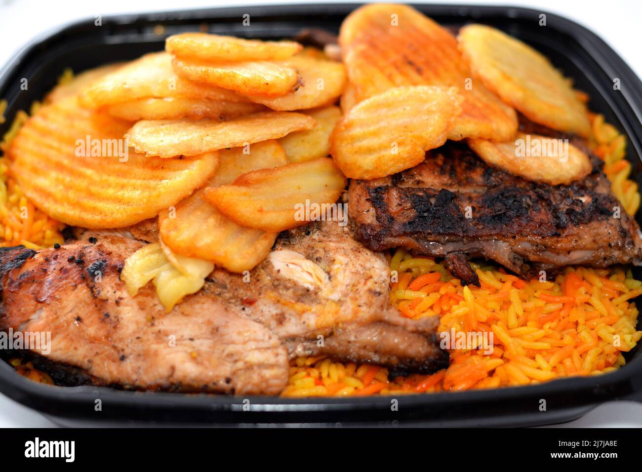 Arabic Syrian cuisine of charcoal grilled barbecued chicken with ...