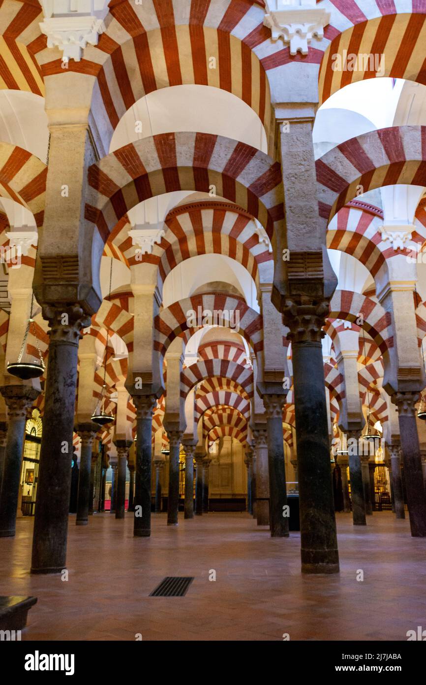 Medieval moorish architecture, colorful achways with columns in old ...