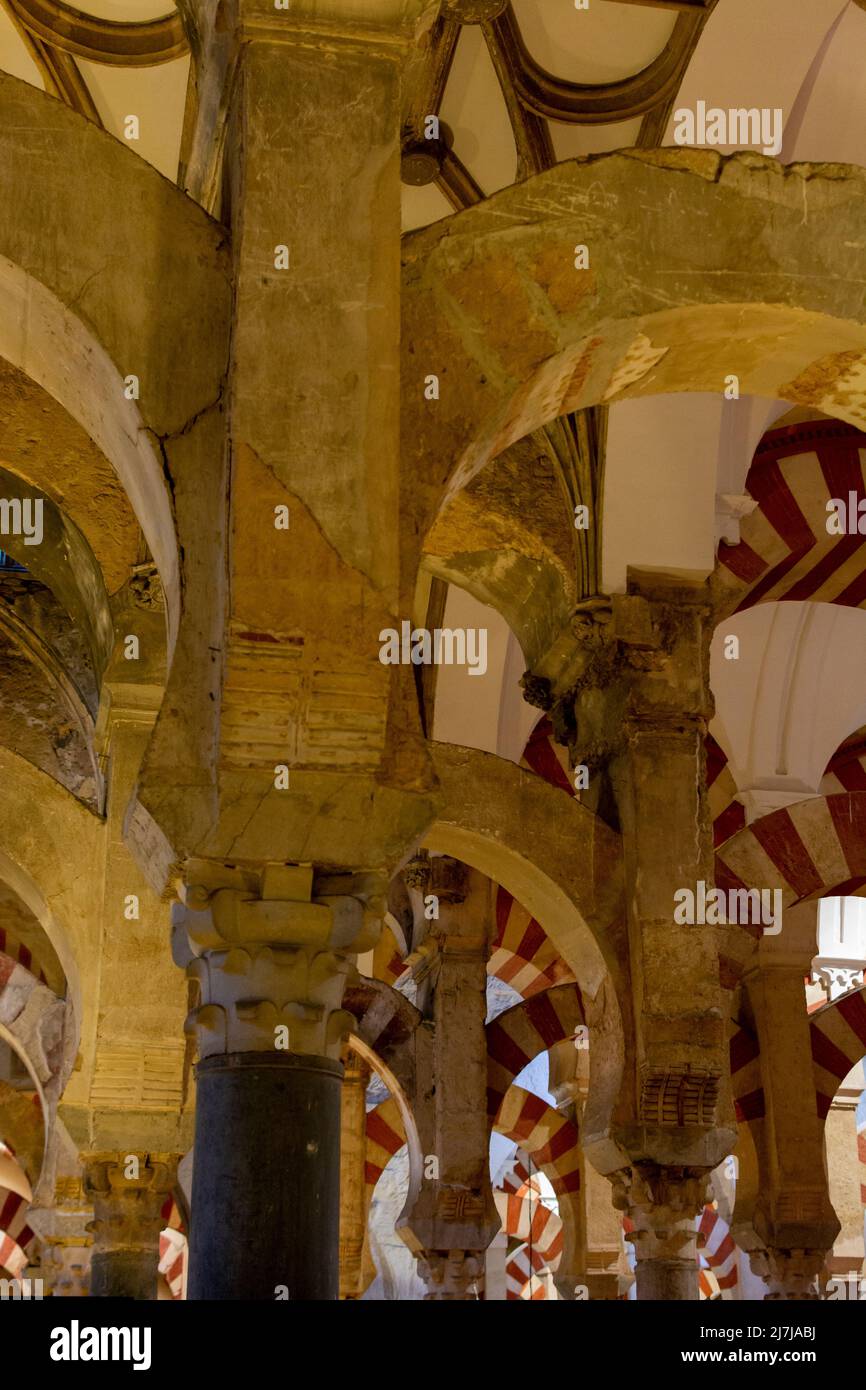 Medieval moorish architecture, colorful achways with columns in old ...