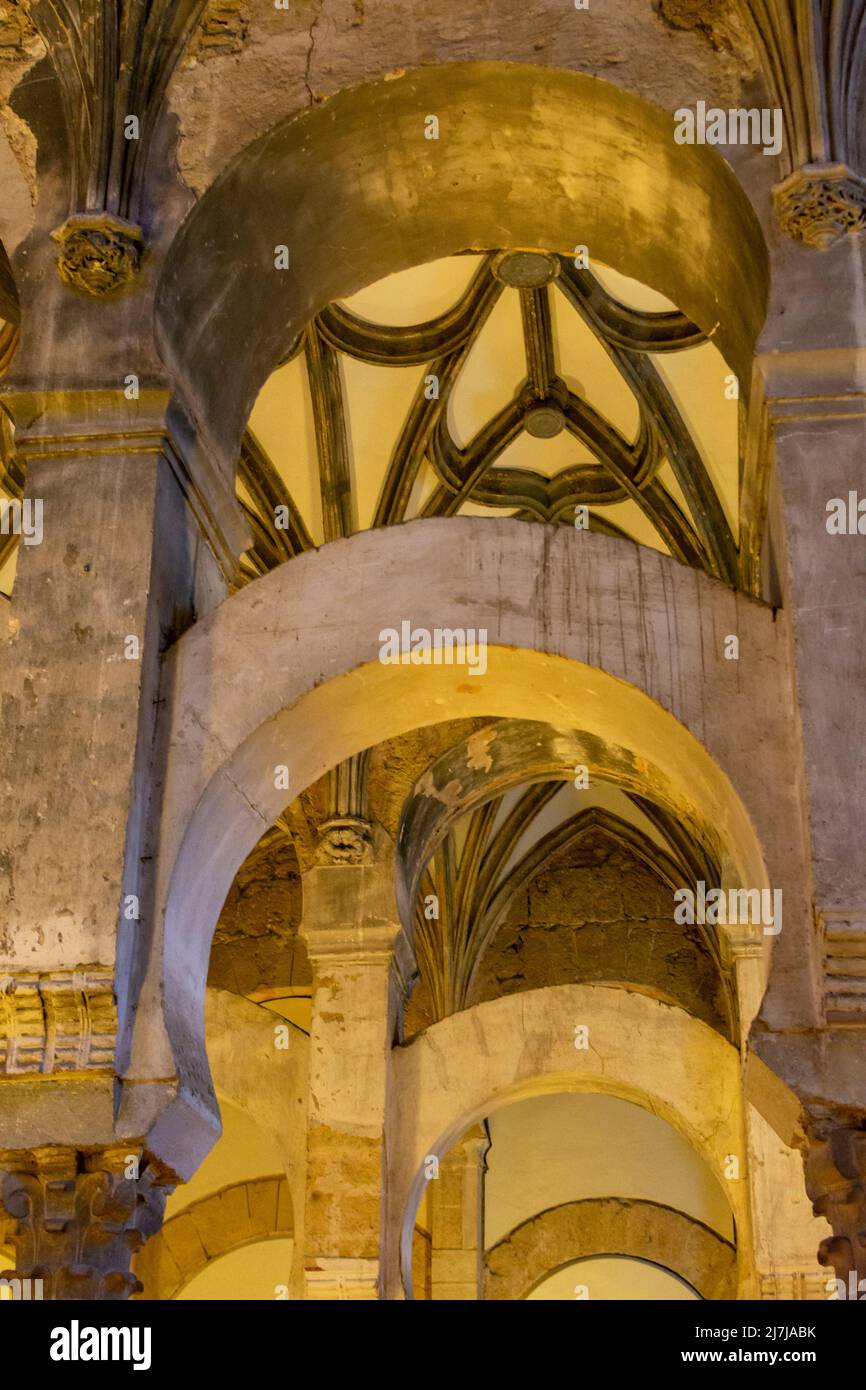 Medieval moorish architecture, colorful achways with columns in old ...