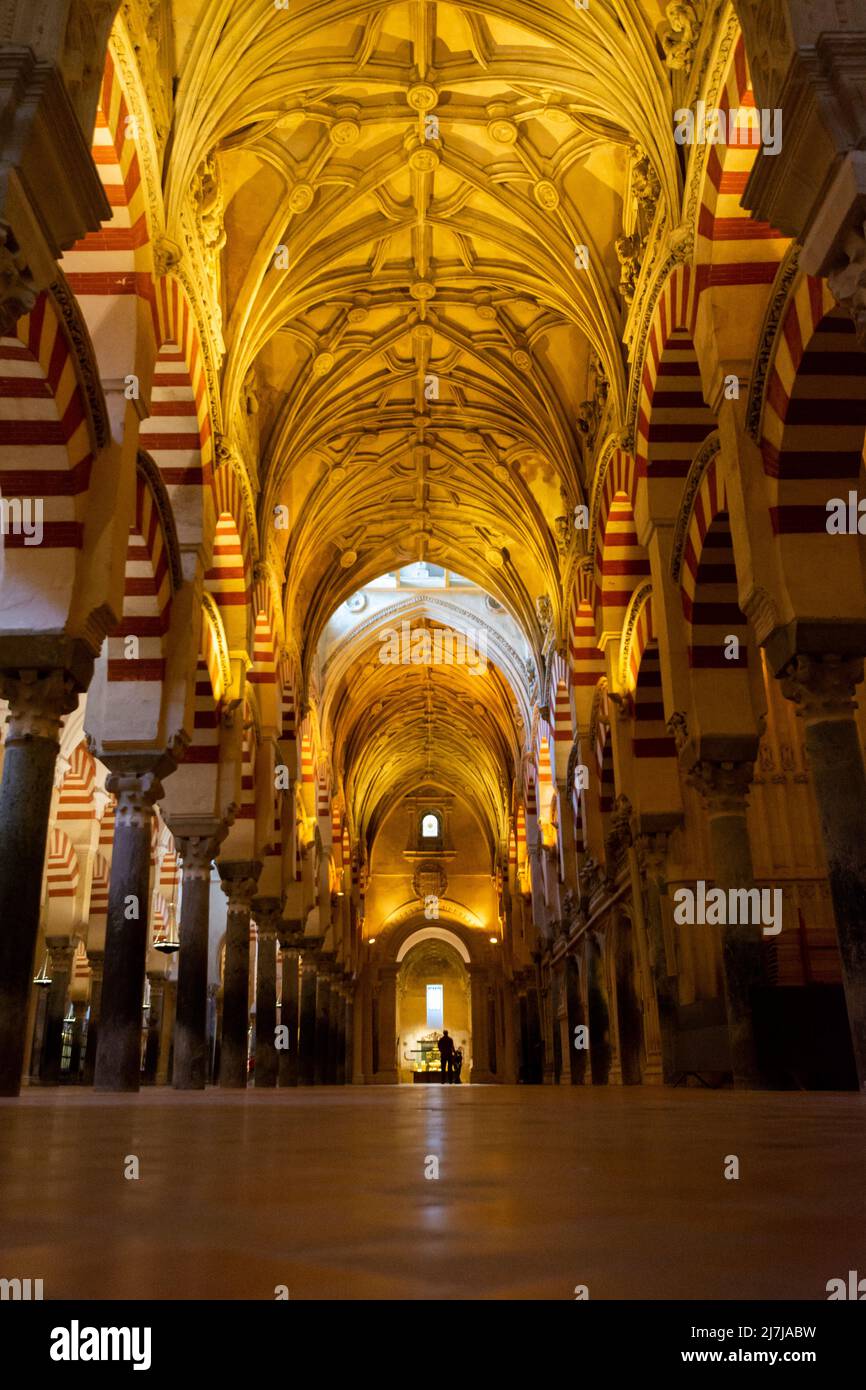Medieval moorish architecture, colorful achways with columns in old ...