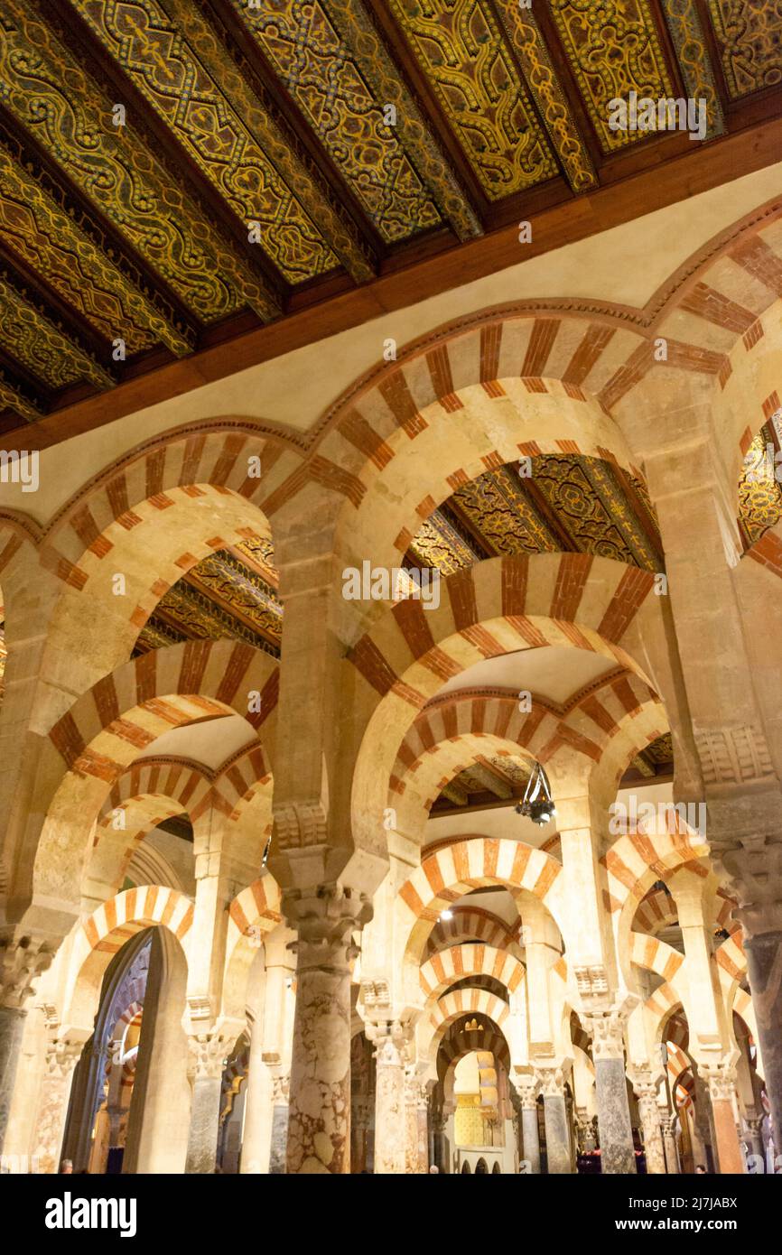 Medieval moorish architecture, colorful achways with columns in old ...