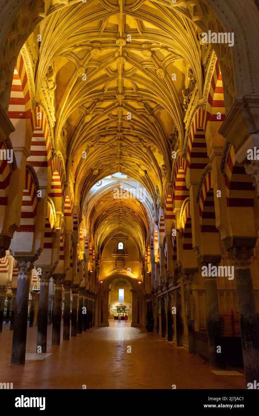 Medieval moorish architecture, colorful achways with columns in old ...