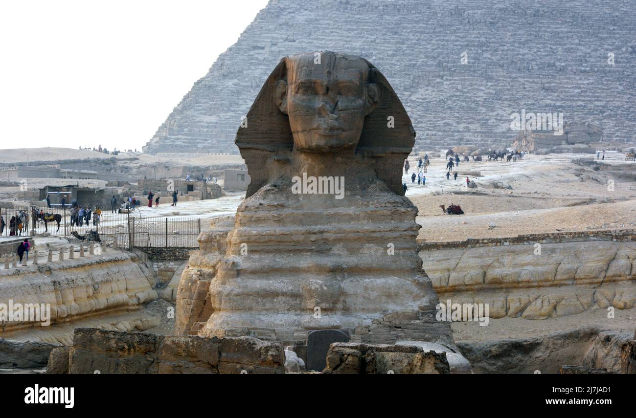 Giza, Egypt, January 13 2018: A profile of the Great Sphinx of Giza ...