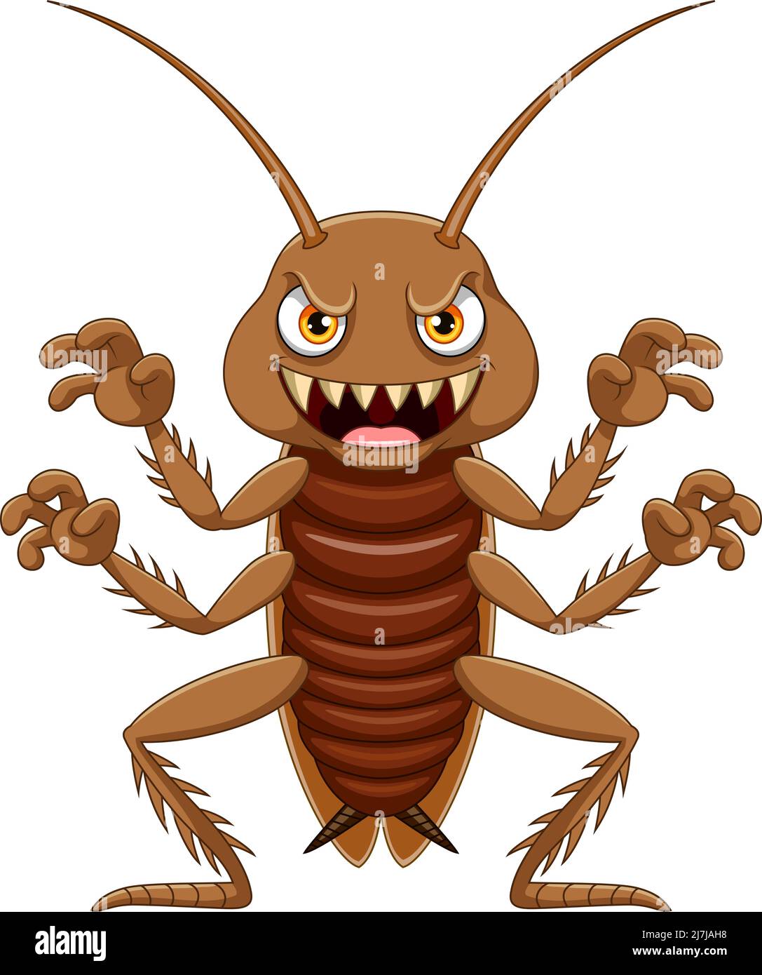 Cartoon scary cockroach on white background Stock Vector Image & Art ...