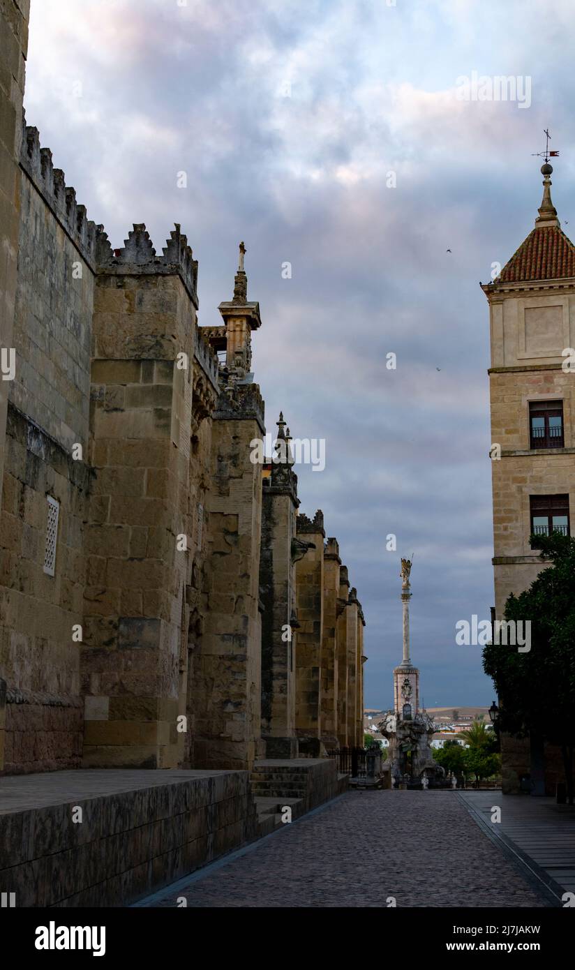 Medieval walls with ornament of old mosque in town Cordoba, Andalusia ...