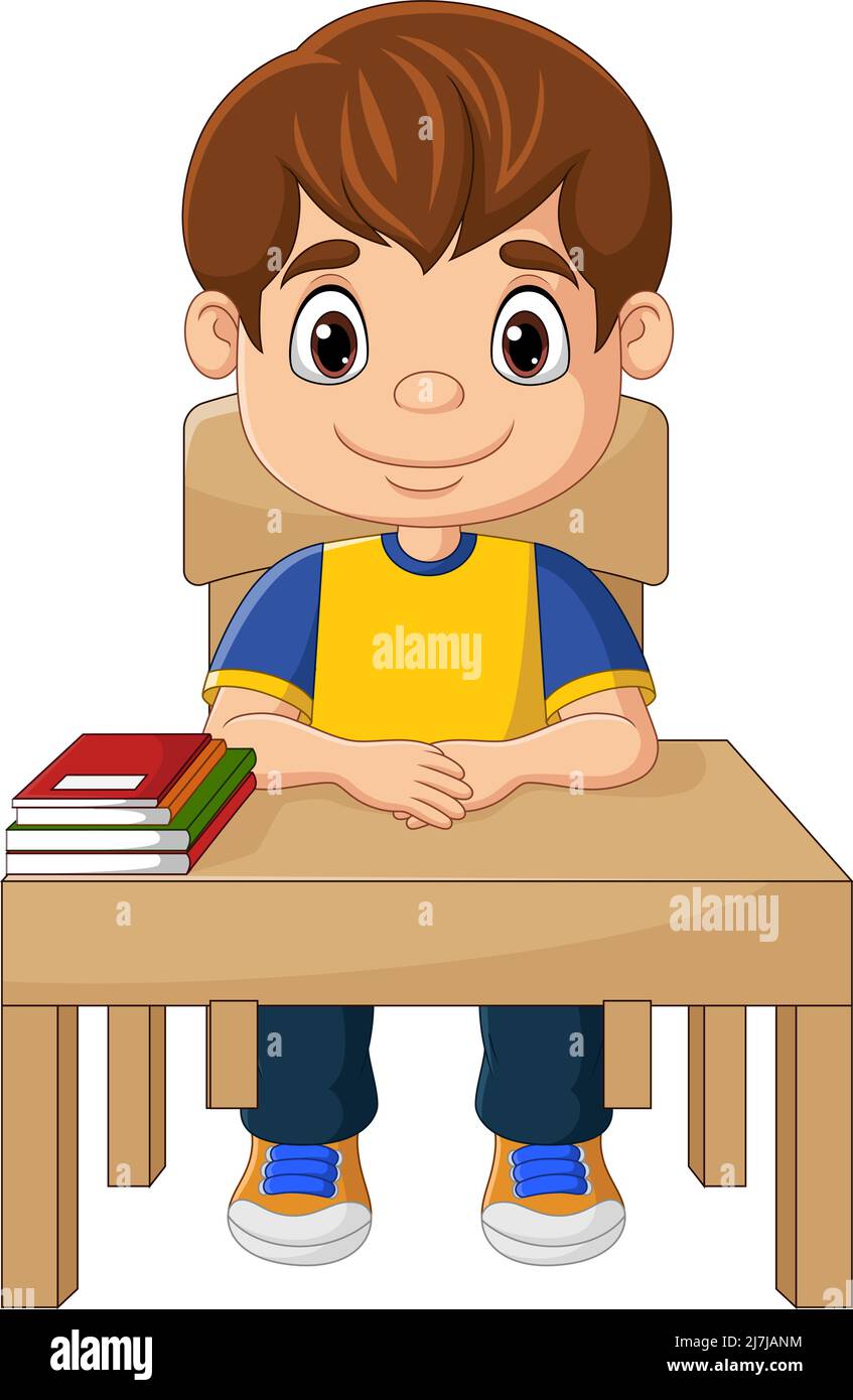Boy Sitting At Desk Clipart