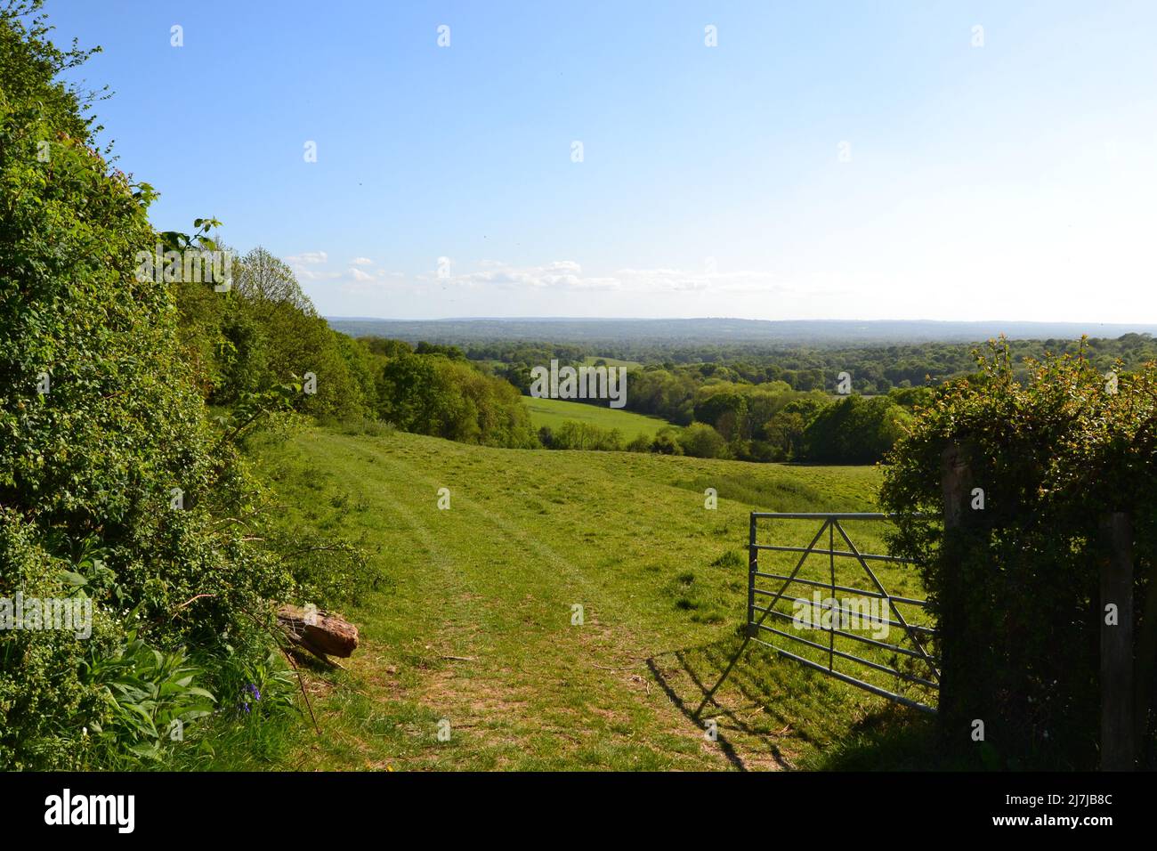View over the Kent Weald from Ide Hill, one of the highest villages in ...