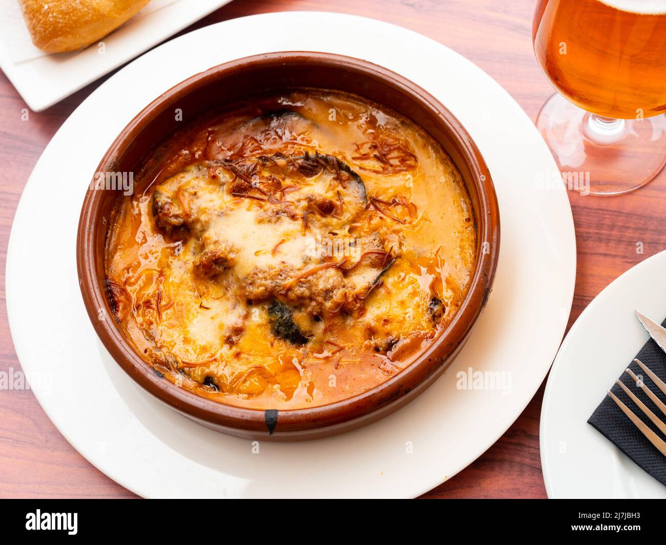 Just cooked moussaka with beef Stock Photo - Alamy