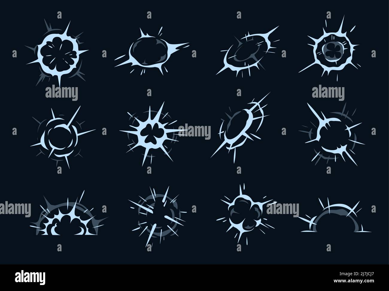 Cartoon explosion, spark and burst effect of vector comic boom and bang ...