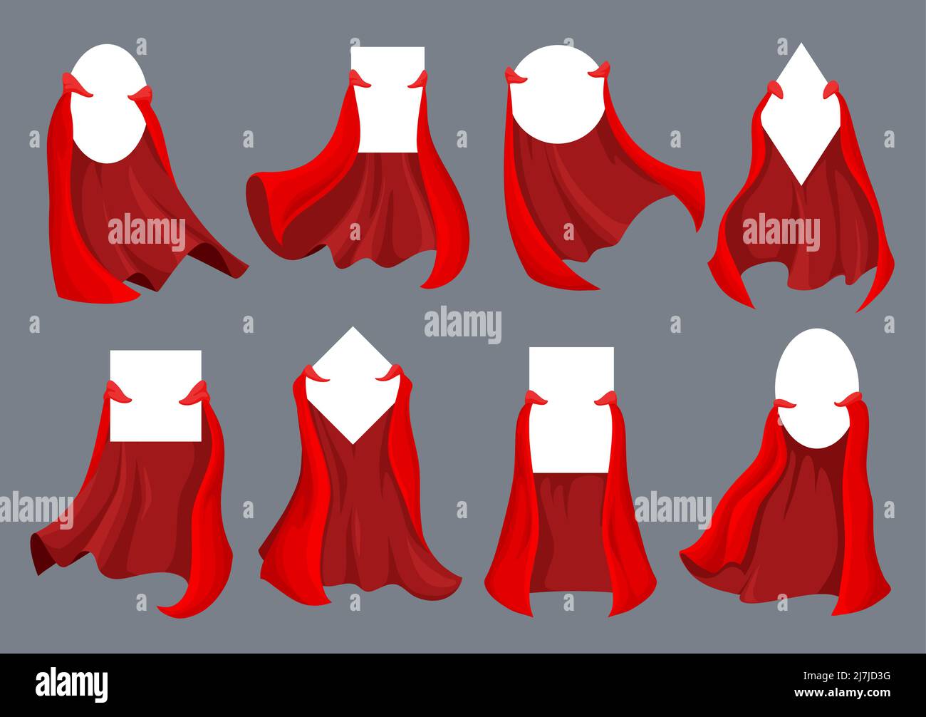 Hero and super hero cartoon red capes and cloaks. Vector silk fabric ...