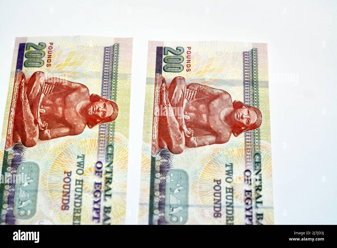 Reverse side of 200 LE two hundred Egyptian pounds banknote series 2021 ...