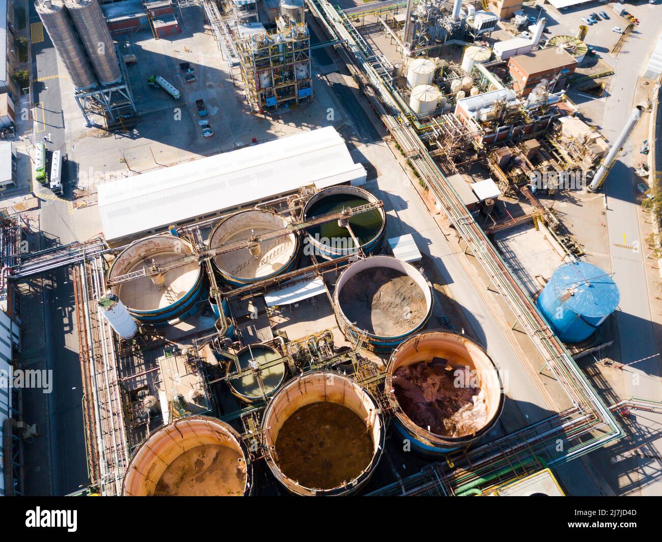 Aerial view of chemical factory Stock Photo - Alamy
