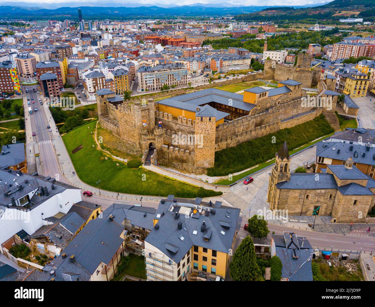 Aerial view of Ponferrada with Castillo Stock Photo - Alamy