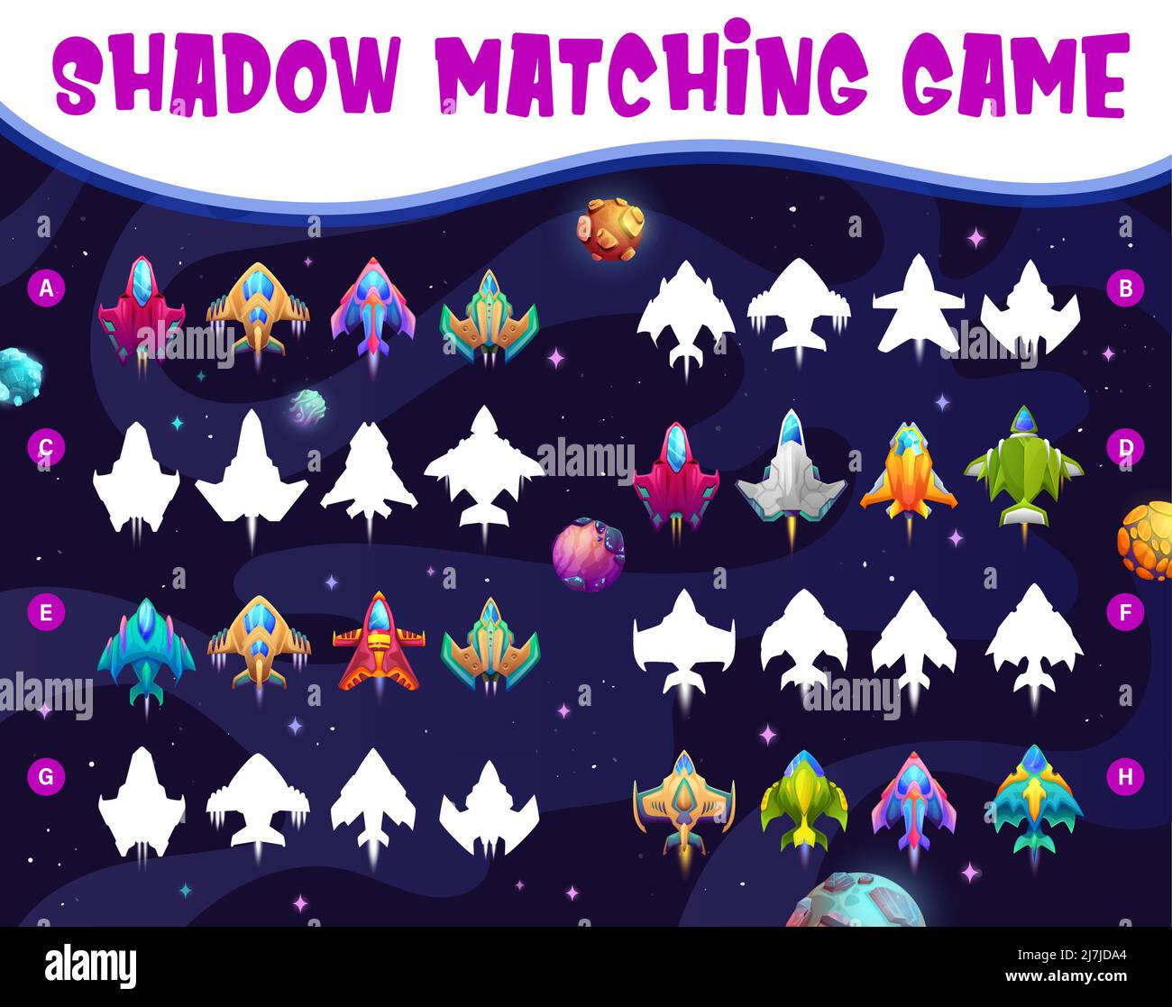 Shadow match game space shuttles, starships and spacecrafts in galaxy ...