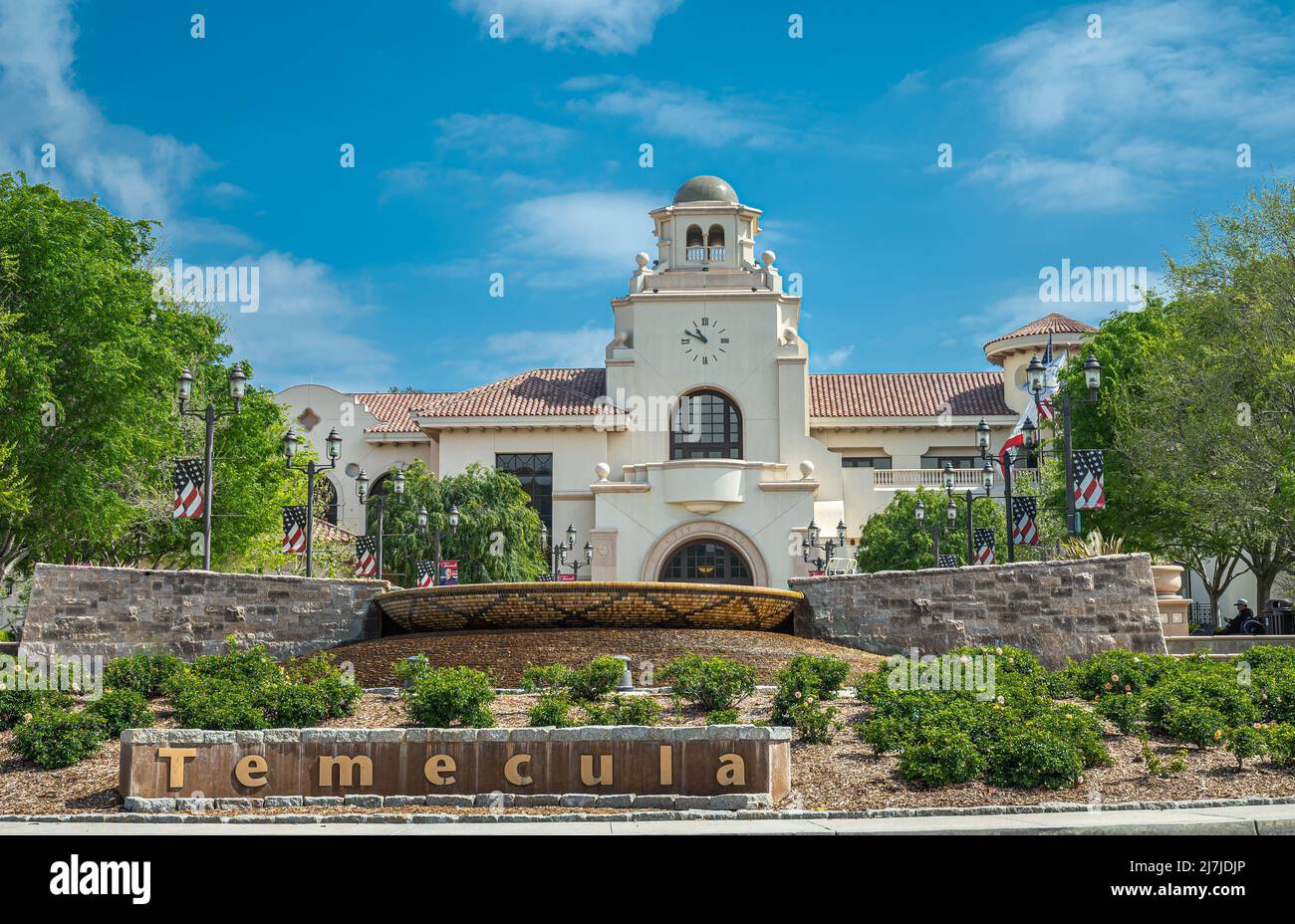 Temecula, CA, USA - April 11, 2022: Old Town neighborhood. Town hall ...