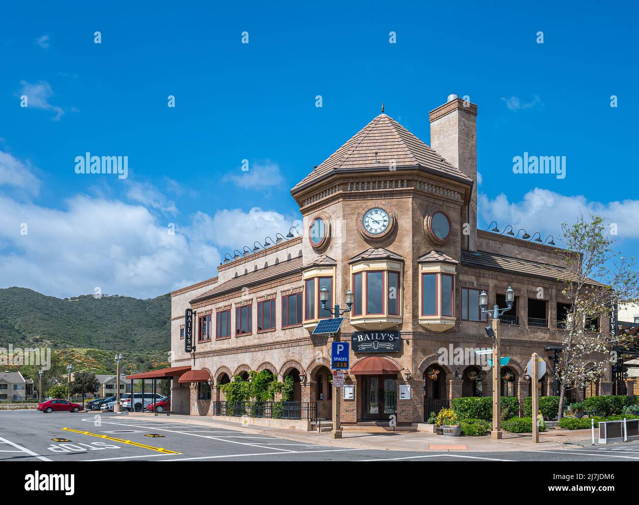 Temecula, CA, USA - April 11, 2022: Old Town neighborhood. Beige stone ...