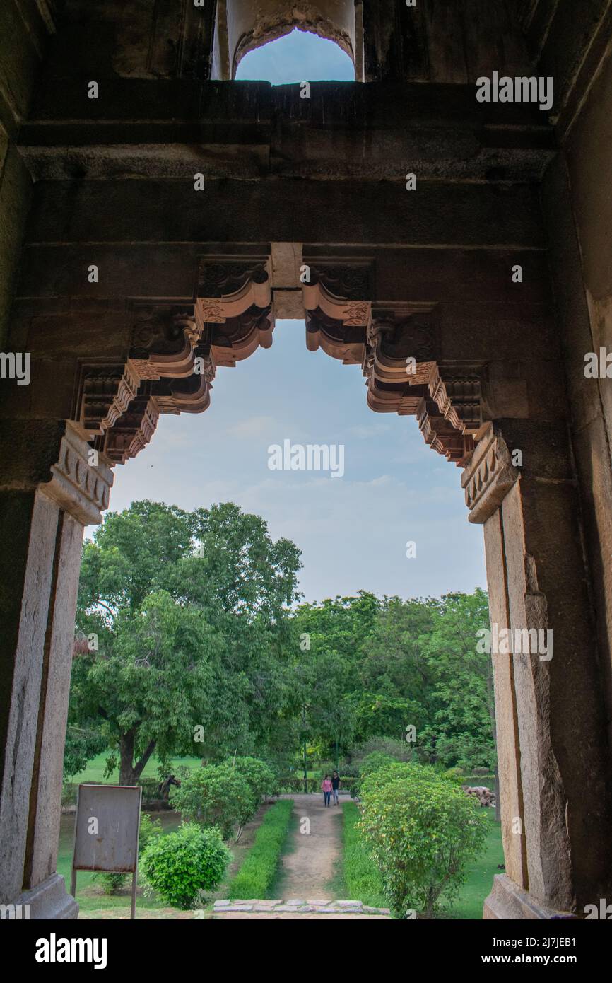 The view of antique type window from the old Indian fort Stock Photo ...