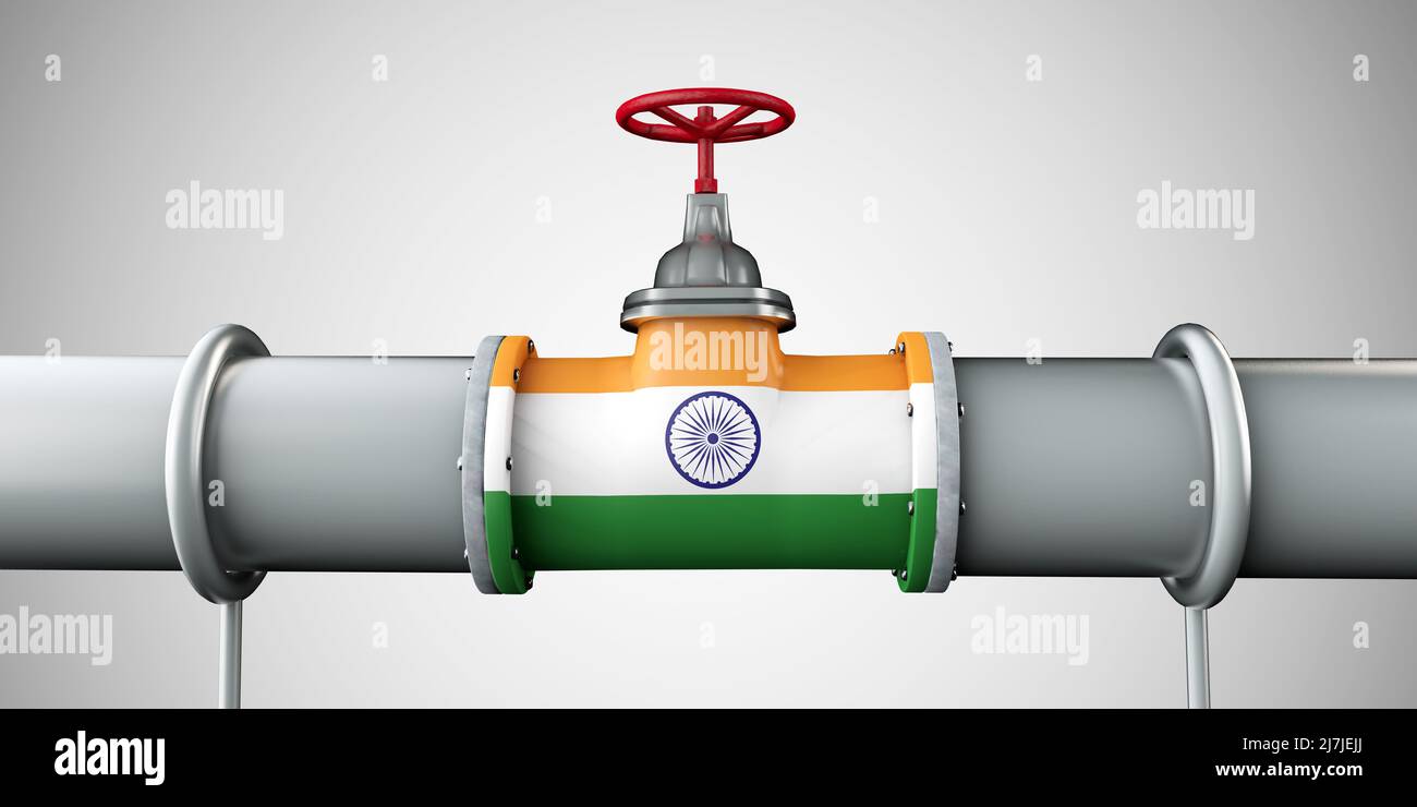 India oil and gas fuel pipeline. Oil industry concept. 3D Rendering ...