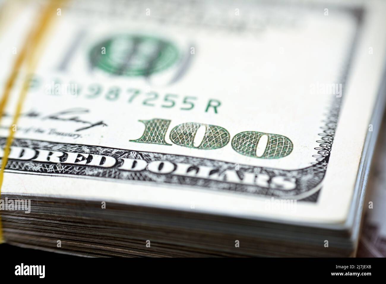 Selective focus of stacks of American money banknote background, A ...