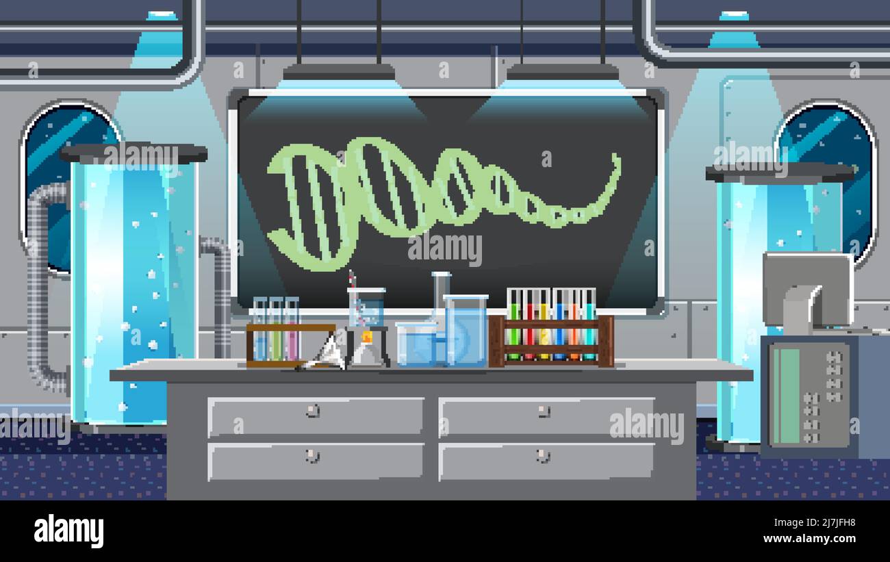 Science laboratory room for chemical experiments illustration Stock ...