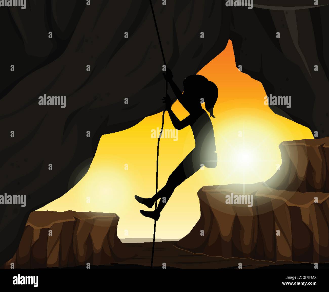 Silhouette rock climbing background illustration Stock Vector Image ...