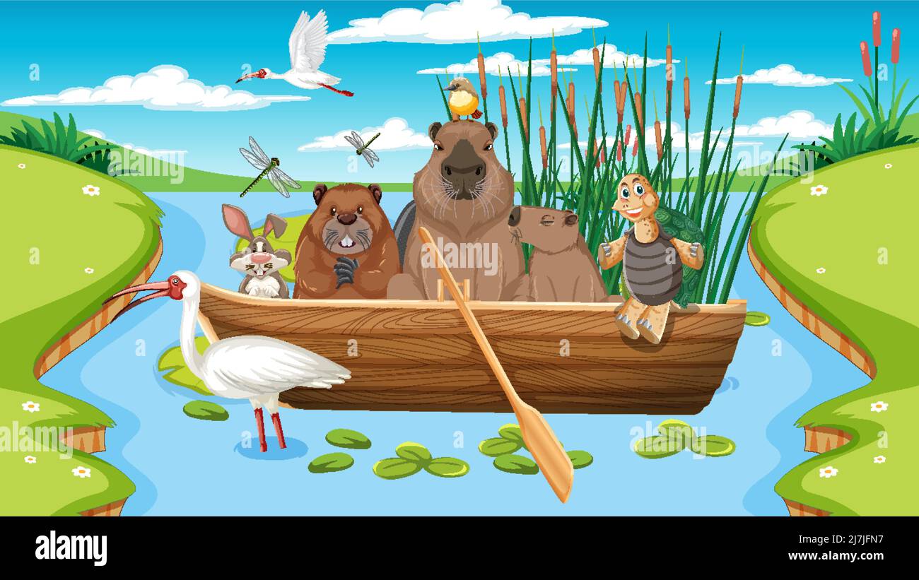 Cartoon wild animals in the forest illustration Stock Vector Image ...