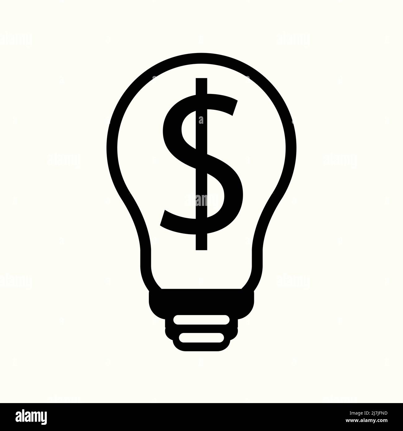 symbol dollar light bulb Icon on white background.Vector Illustration ...