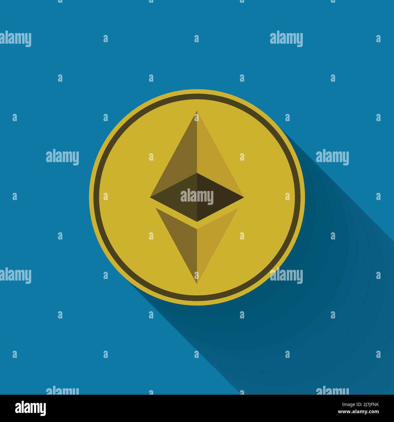 Ethereum icon simbol,coin logo of digital with long shadow black,Simple ...